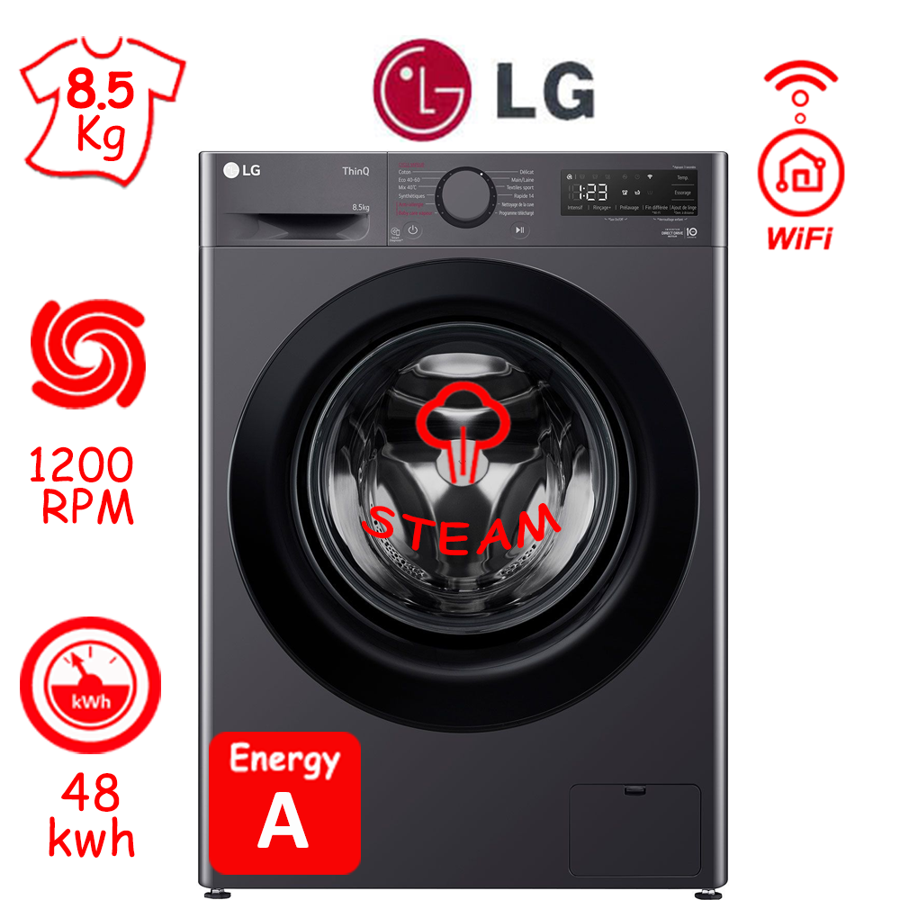 ΠΛΥΝΤΗΡΙΟ ΡΟΥΧΩΝ LG F2WV308S6AB (8.5Kg / 1200RPM) ΣΚΟΥΡΟ INOX SLIM ...