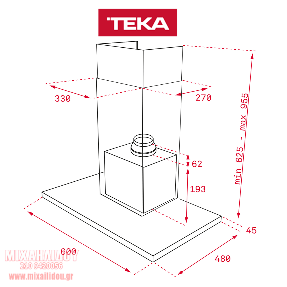 ΑΠΟΡΡΟΦΗΤΗΡΑΣ 60 cm TEKA DSH 685 ΚΑΜΙΝΑΔΑ ΤΟΙΧΟΥ ECOPOWER 40484200