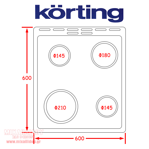 ΚΟΥΖΙΝΑ ΕΛΕΥΘΕΡΗ ΚΕΡΑΜΙΚΗ KORTING KEC6151WPG (729251)
