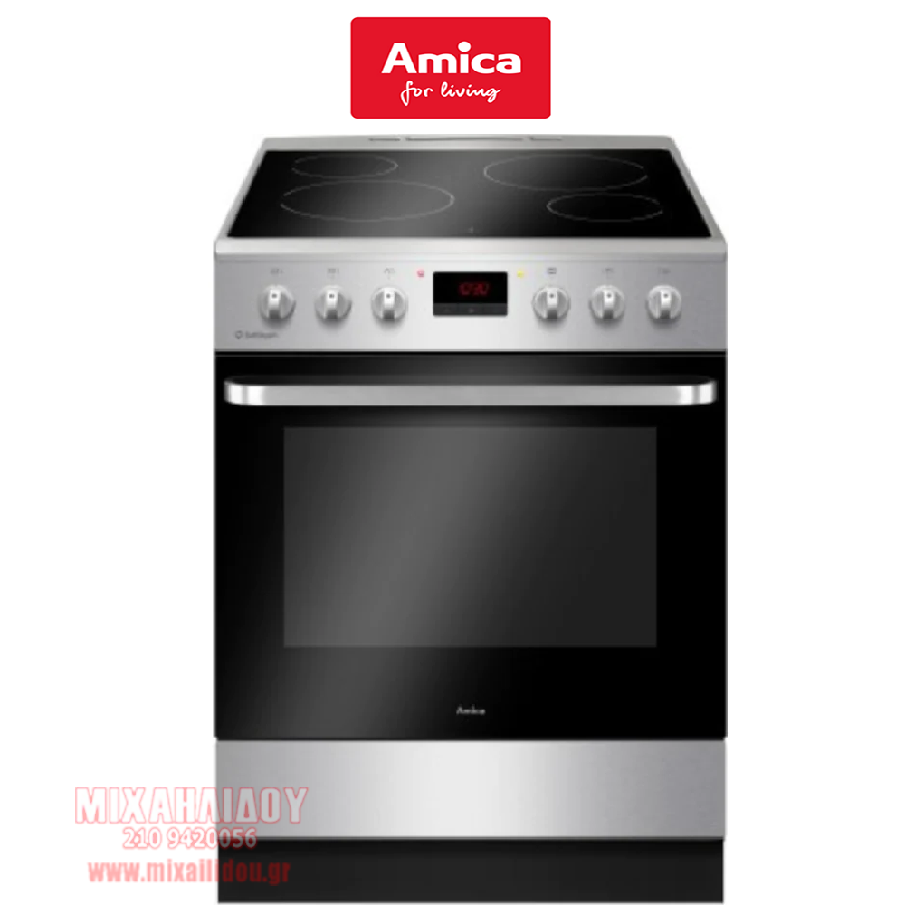 ΚΟΥΖΙΝΑ ΕΛΕΥΘΕΡΗ ΚΕΡΑΜΙΚΗ AMICA AC6122PKX INOX